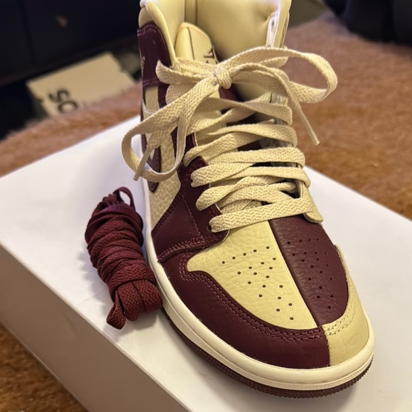 Jordan | Shoes | Nike Air Jordan Burgundy And Cream Hightop Sneakers ...